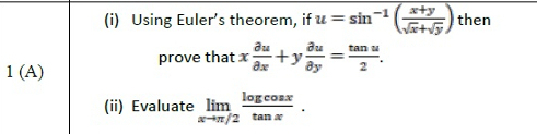 Solved (i) ﻿Using Euler's theorem, if u=sin-1(x+yx2+y2) | Chegg.com