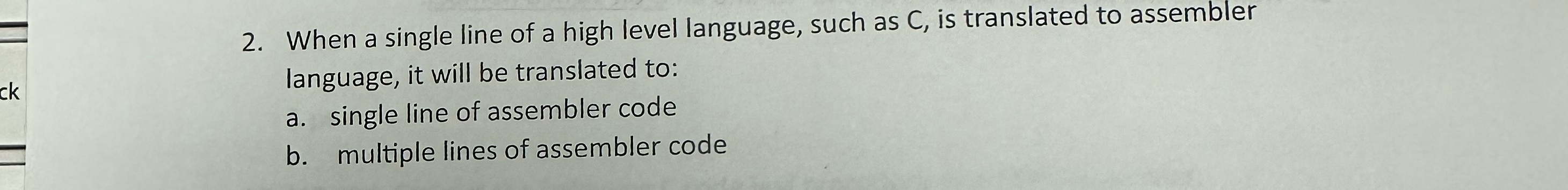 Solved When a single line of a high level language, such as | Chegg.com