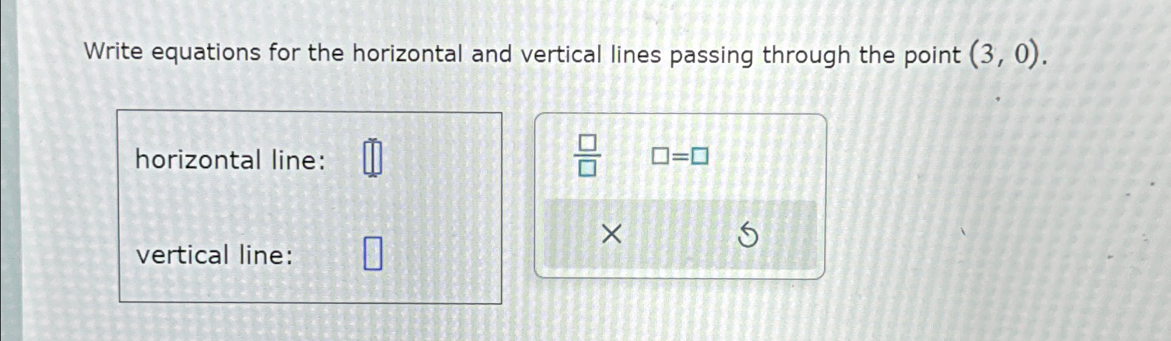 Solved Write equations for the horizontal and vertical lines | Chegg.com