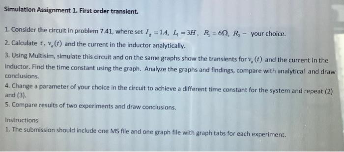 Solved Simulation Assignment 1. First order transient. 1. | Chegg.com