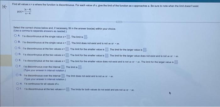 Solved Find All Values X A Where The Function Is