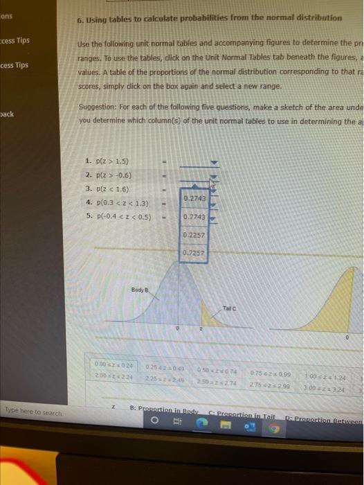 Solved 6. Using tables to calculate probabilities from the | Chegg.com