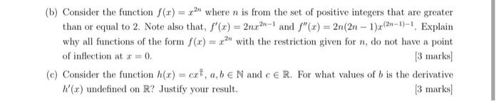 Solved (b) Consider the function f(x)=x2n where n is from | Chegg.com