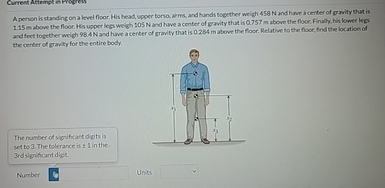 Solved A person is standing on a level floor. His head, | Chegg.com