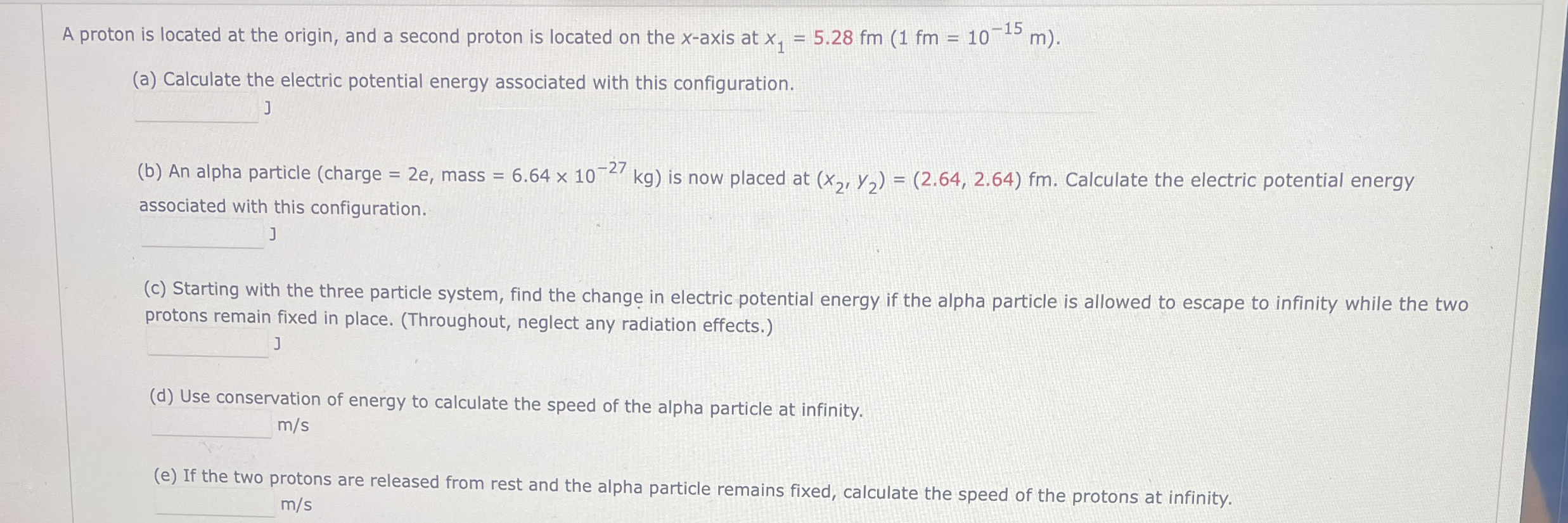 Solved A proton is located at the origin, and a second | Chegg.com