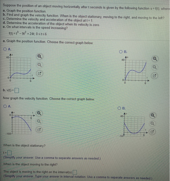 Solved Suppose the position of an object moving horizontally | Chegg.com