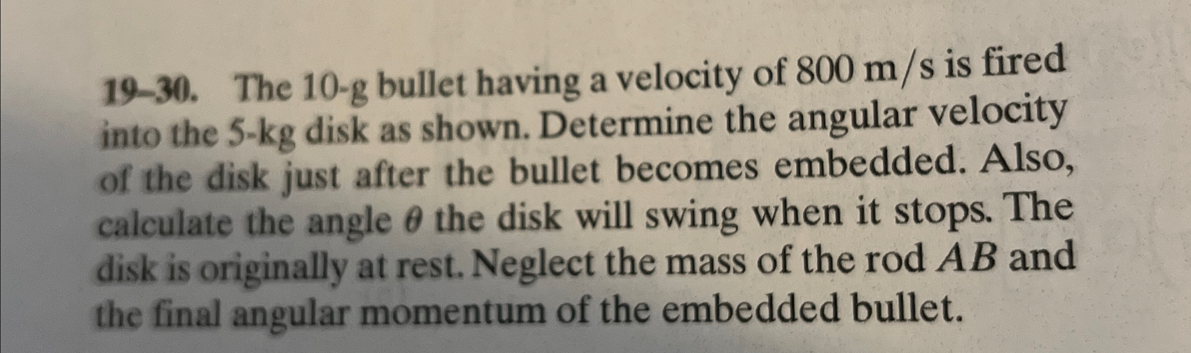 19-30. ﻿The 10-g ﻿bullet having a velocity of 800ms | Chegg.com