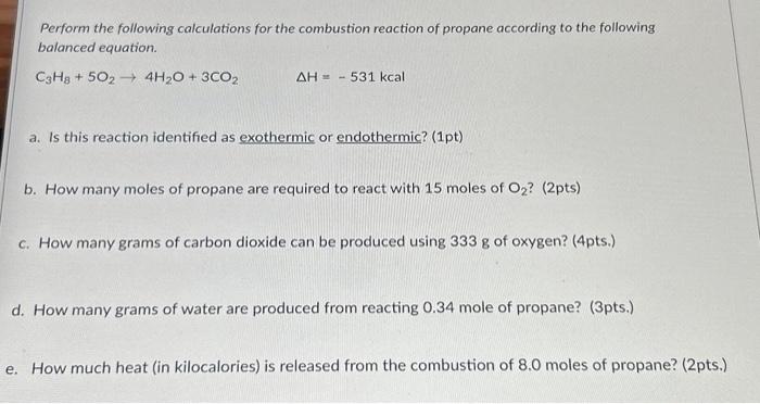 Solved Perform the following calculations for the combustion | Chegg.com