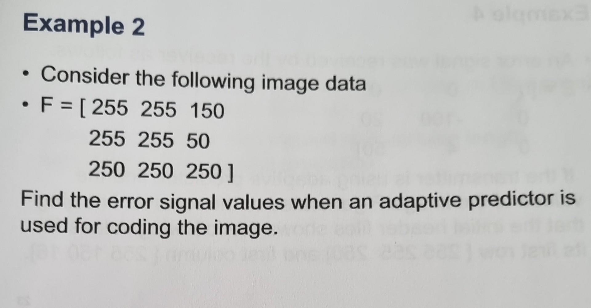 Solved - Consider the following image data | Chegg.com