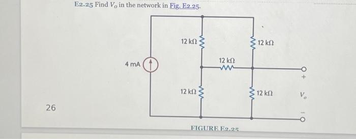 Solved E2.25 Find Vo in the network in Fig. E2.25. | Chegg.com