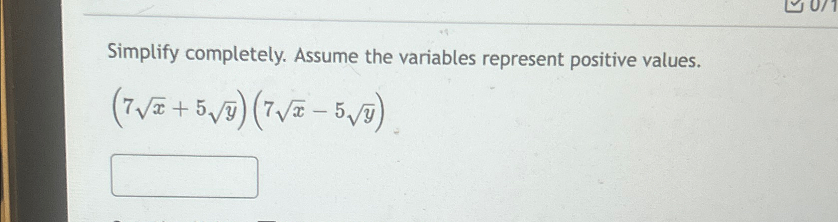 Solved Simplify completely. Assume the variables represent | Chegg.com