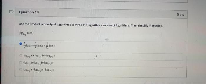 Solved Question 14 5 pts Use the product property of | Chegg.com