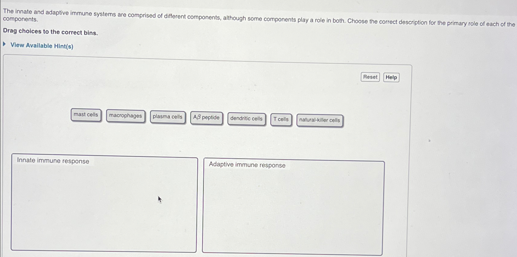 Solved The innate and adaptive immune systems are comprised | Chegg.com