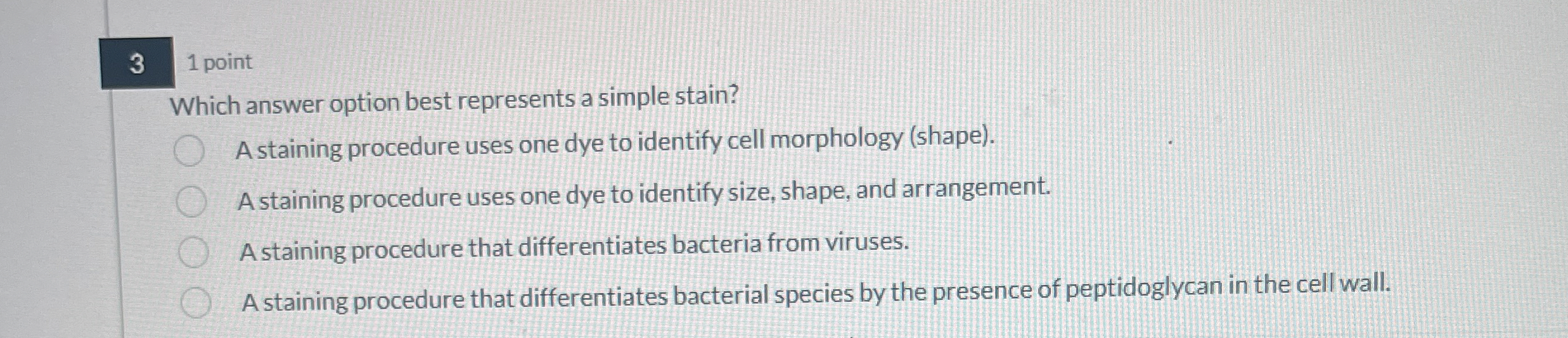 Solved Which answer option best represents a simple stain?A | Chegg.com