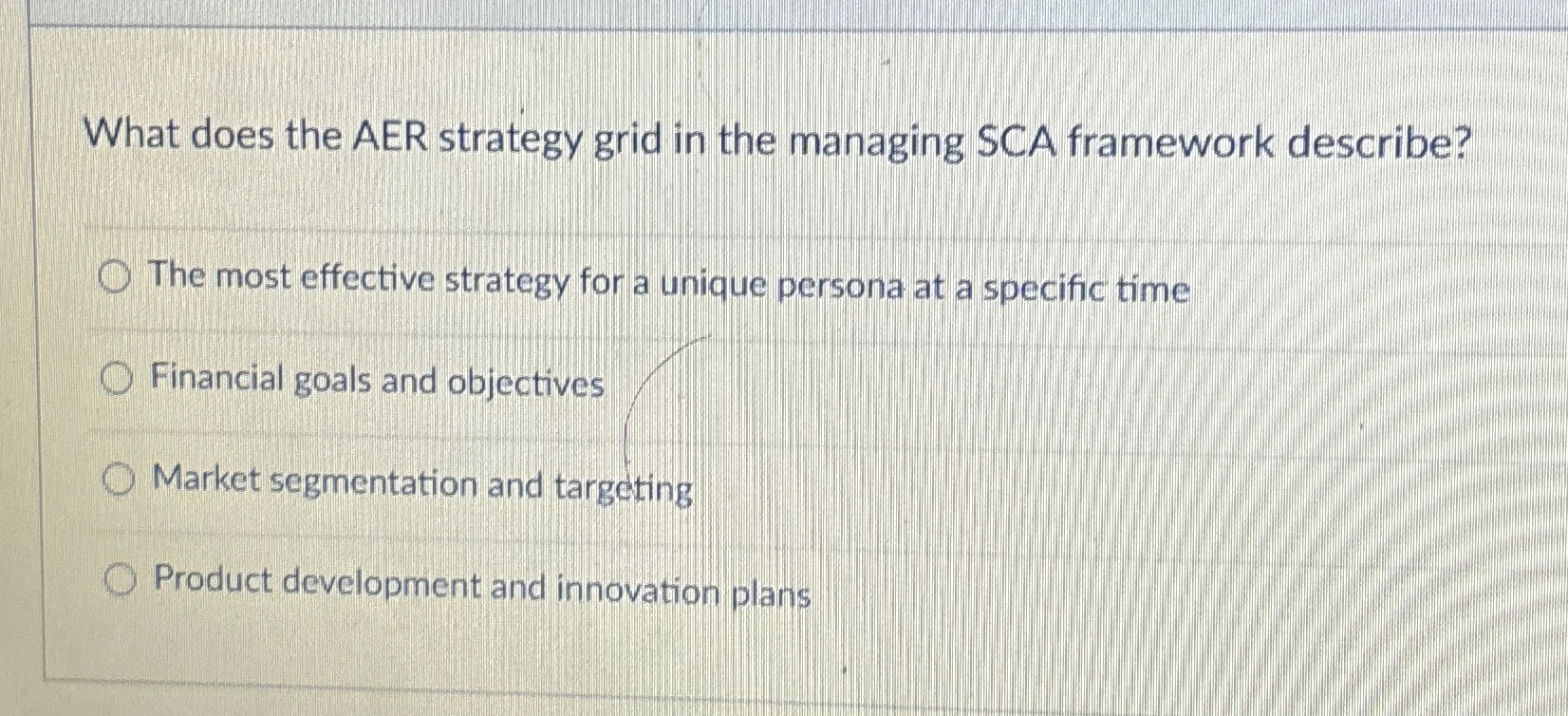 Solved What does the AER strategy grid in the managing SCA | Chegg.com