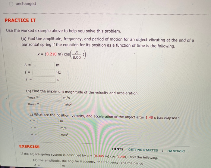 Solved unchanged PRACTICE IT Use the worked example above to | Chegg.com