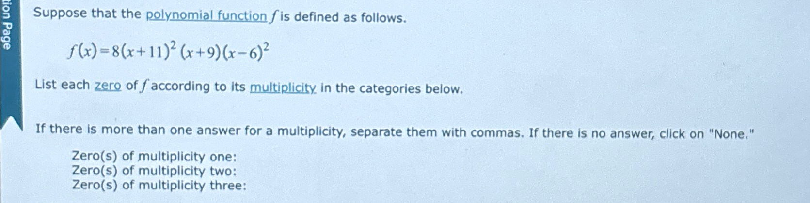 Solved Suppose that the polynomial function f ﻿is defined as | Chegg.com
