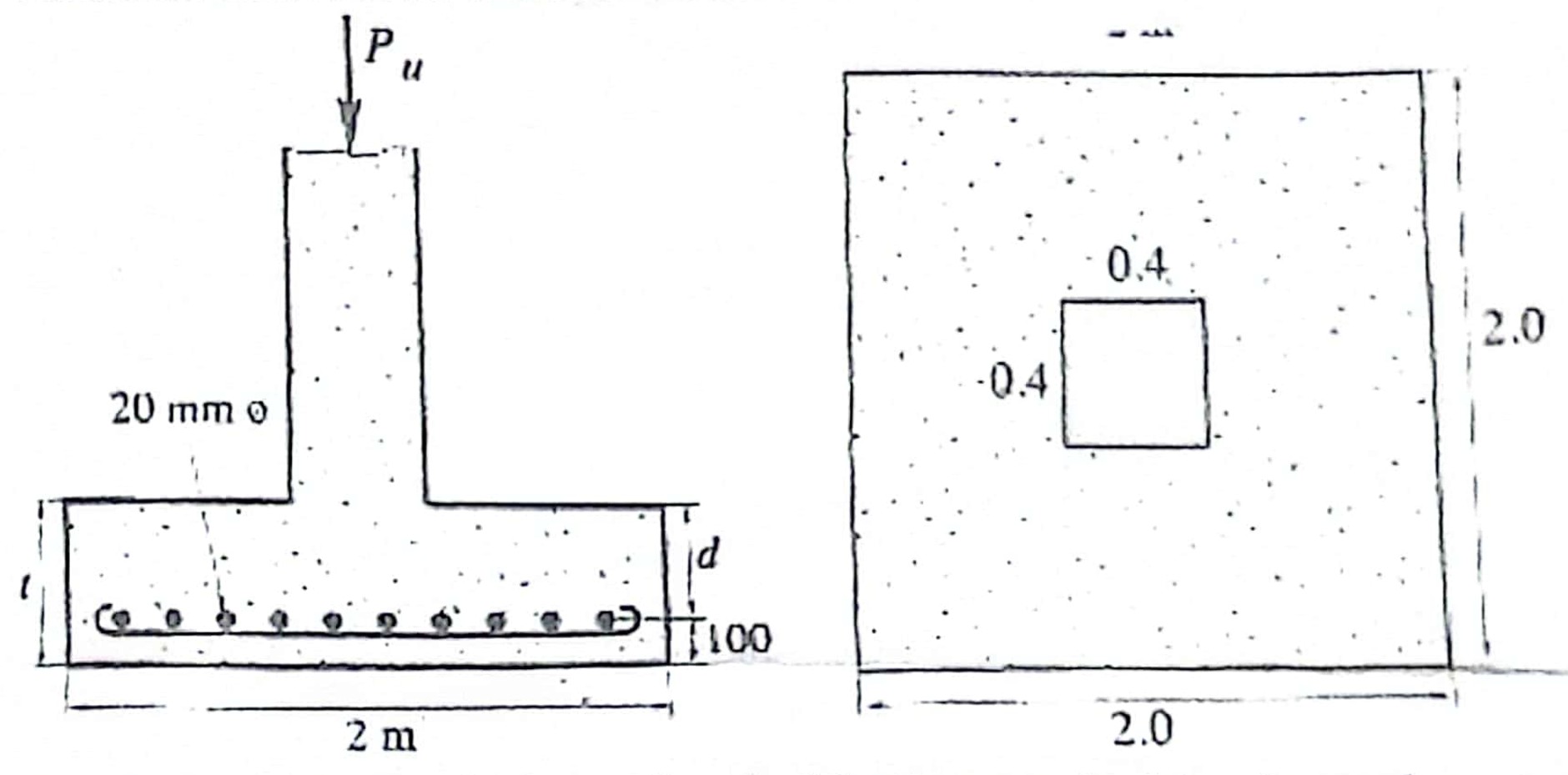 Solved A 2m×2m ﻿footing carries concentrically a square | Chegg.com