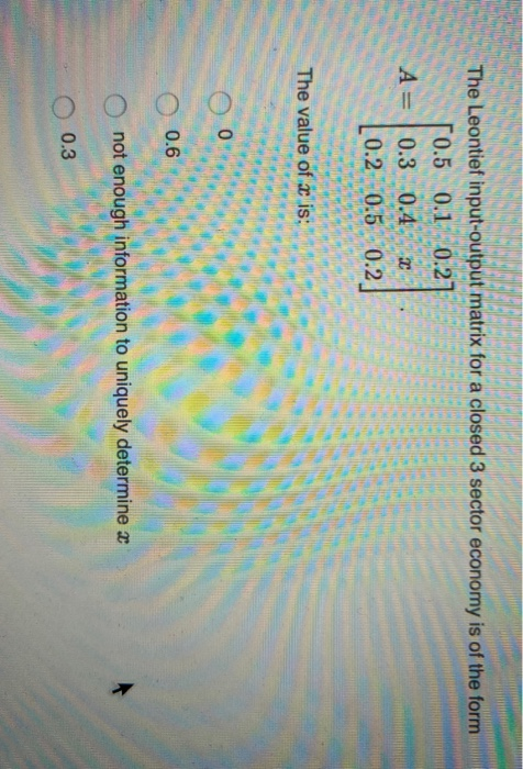 Solved The Leontief input-output matrix for a closed 3 | Chegg.com