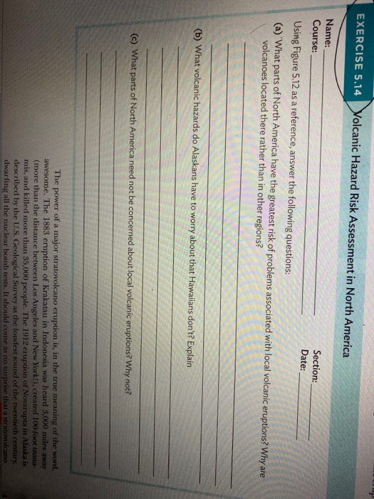 EXERCISE 5.14 Volcanic Hazard Risk Assessment in | Chegg.com
