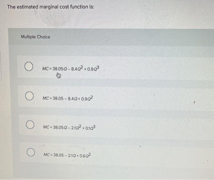 Solved A firm estimated its short-run costs using an average | Chegg.com