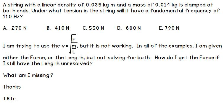 Solved A string with a linear density of 0.03 5 kg m and a | Chegg.com