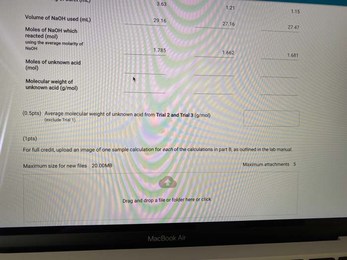 Solved (10.5pts) Part B Calculations Unknown number: 1692 | Chegg.com