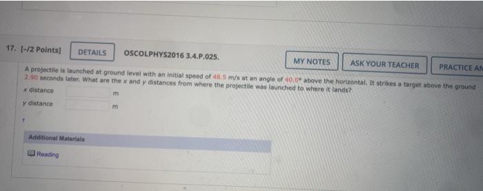 Solved 12. [-12 Points) DETAILS OSCOLPHYS2016 2.7.P.050. A | Chegg.com Solved 12. [-12 Points) DETAILS OSCOLPHYS2016 2.7.P.050. A | Chegg.com