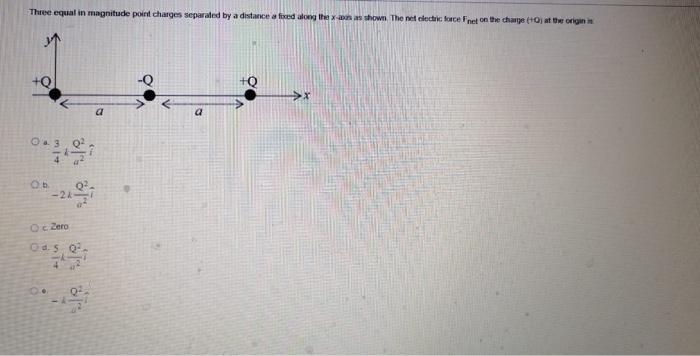 Solved Three equal in magnitude point charges separaded by a | Chegg.com