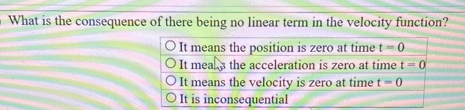 Solved What is the consequence of there being no linear term | Chegg.com