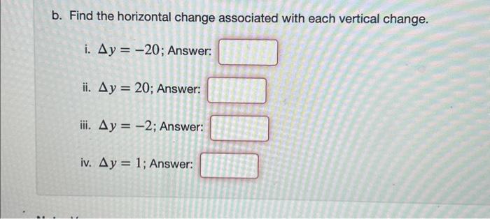 Solved b. Find the horizontal change associated with each | Chegg.com