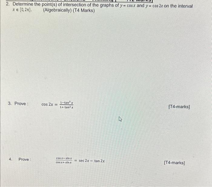 Solved 2. Determine the point(s) of intersection of the | Chegg.com