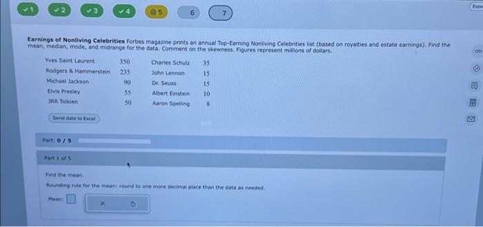 Solved find mean and median , mode, mid range, and the | Chegg.com