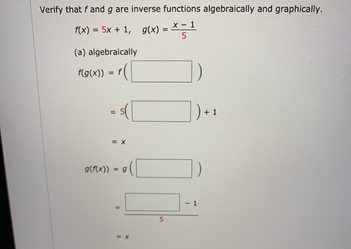 Solved Verify that f and g are inverse functions | Chegg.com