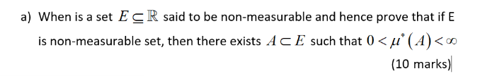 Solved a) When is a set E⊆R said to be non-measurable and | Chegg.com