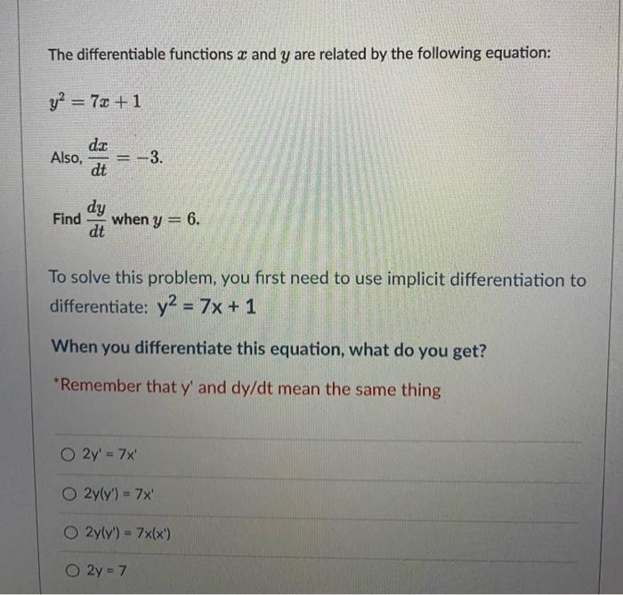 Solved What does dA/dt equal when solving for the rate of | Chegg.com