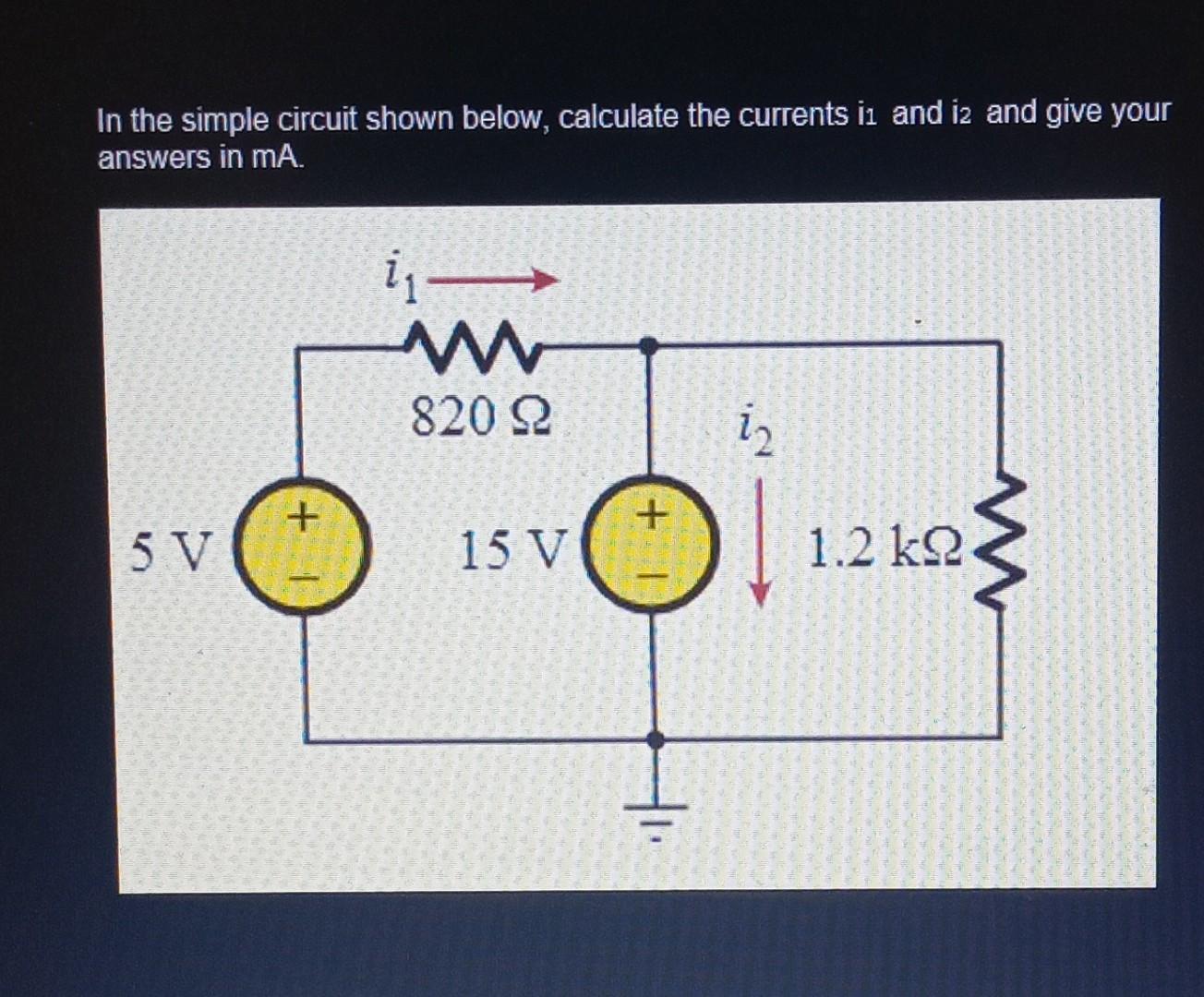 Solved In the simple circuit shown below, calculate the | Chegg.com