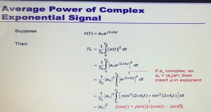 Solved Average Power of Complex Exponential Signal Suppose | Chegg.com