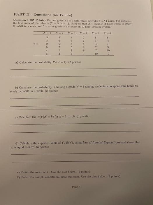 Solved Question 1 (35 Points) You are given a 6×6 data which | Chegg.com