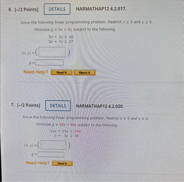 Solve the following linear programming problem. | Chegg.com