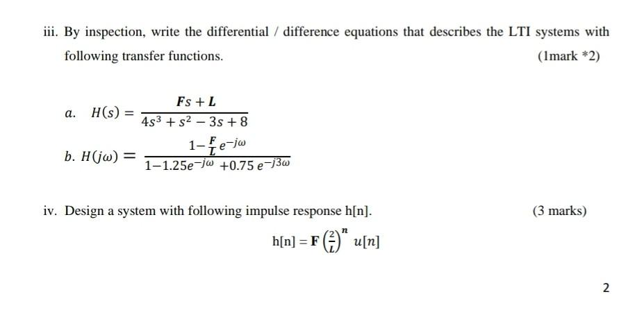 Solved iii. By inspection, write the differential / | Chegg.com