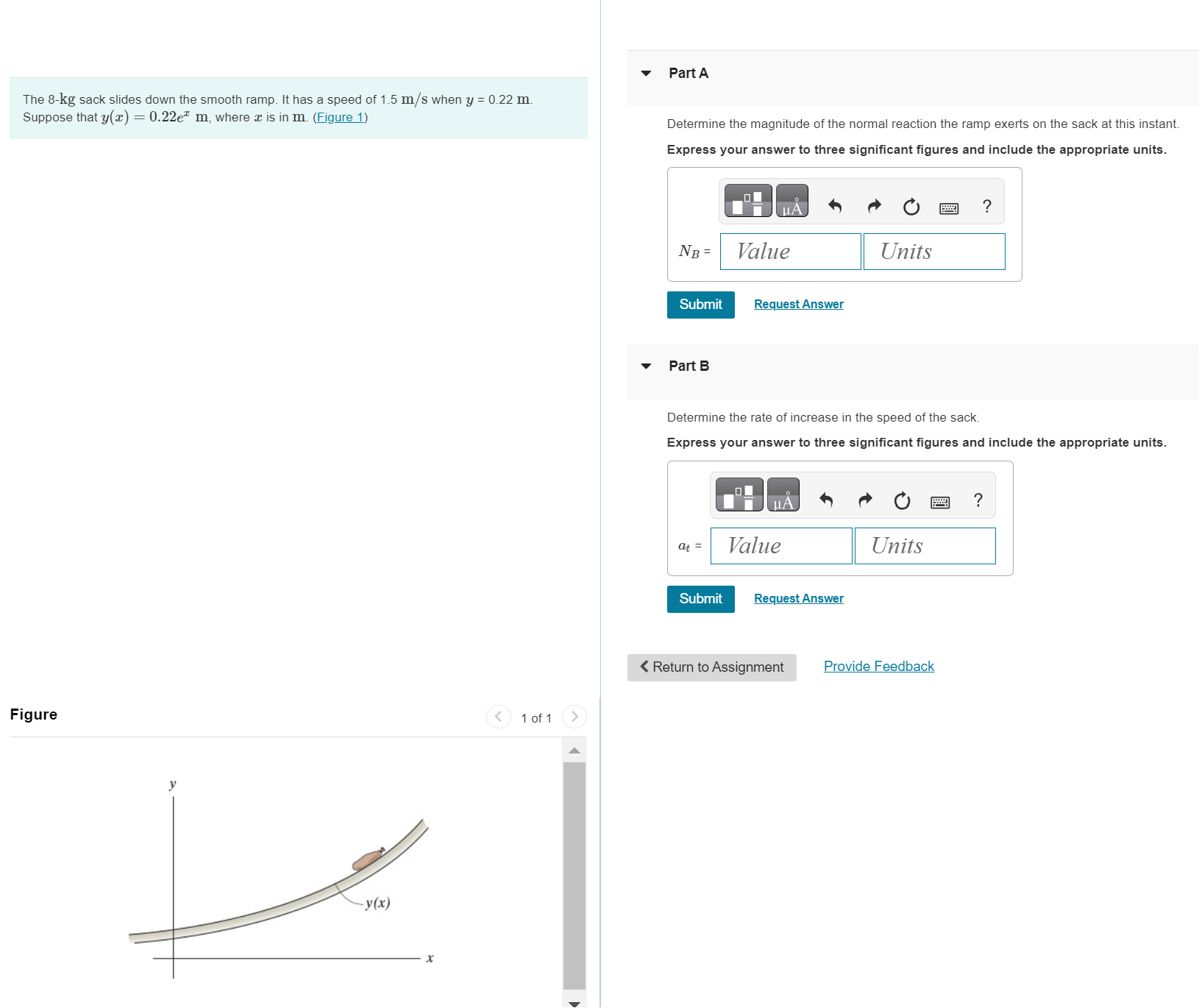 Solved Part AThe 8-kg ﻿sack slides down the smooth ramp. It | Chegg.com