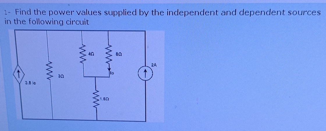 Solved Find the power values supplied by the independent and | Chegg.com