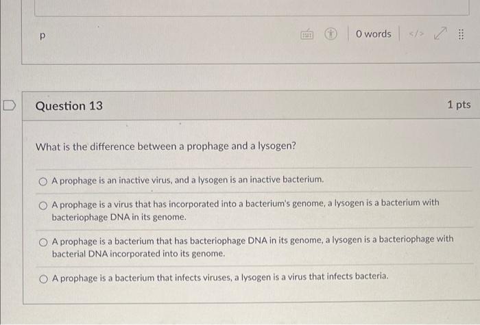 Solved р O words Question 13 1 pts What is the difference | Chegg.com