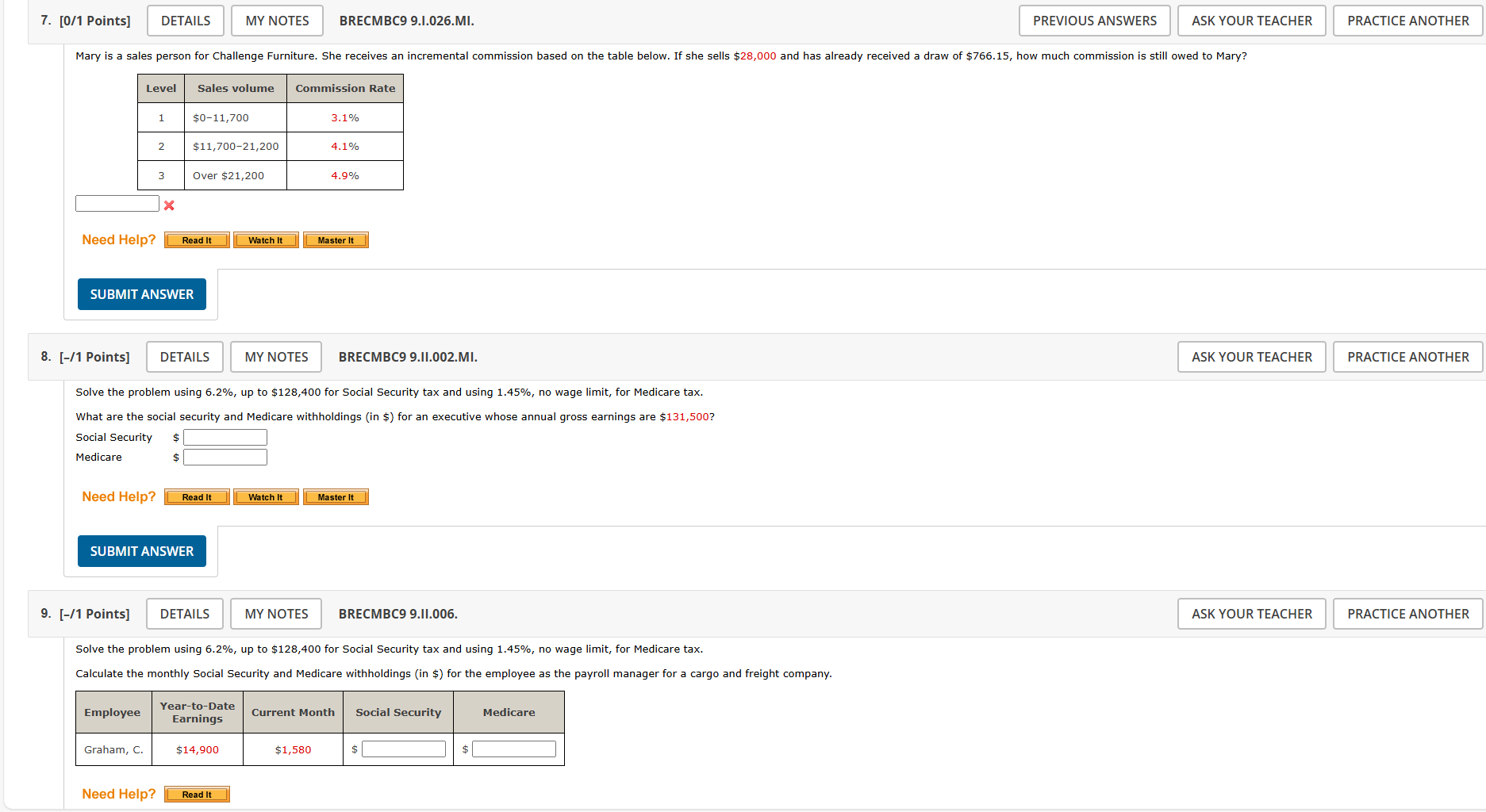 Solved [0/1 ﻿Points]BRECMBC9 9.I.026.MI.\table[[Level,Sales | Chegg.com