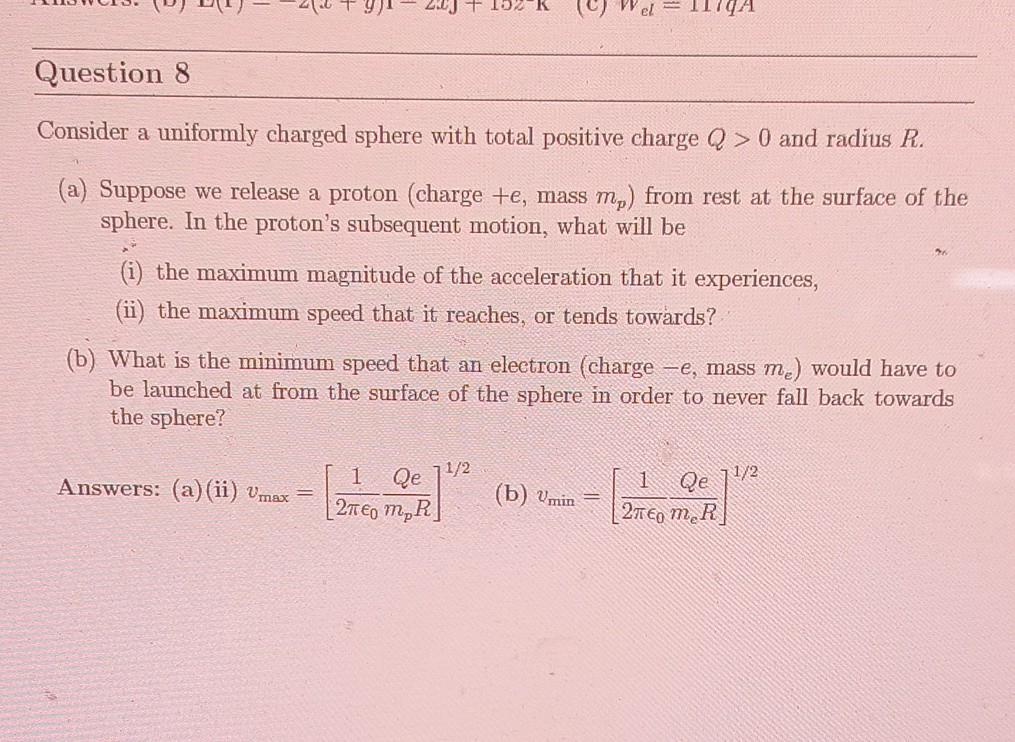 Solved Consider a uniformly charged sphere with total | Chegg.com