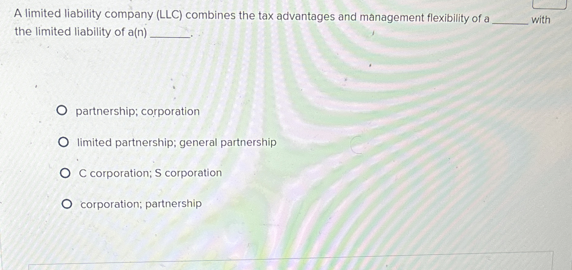 Solved A limited liability company (LLC) ﻿combines the tax | Chegg.com