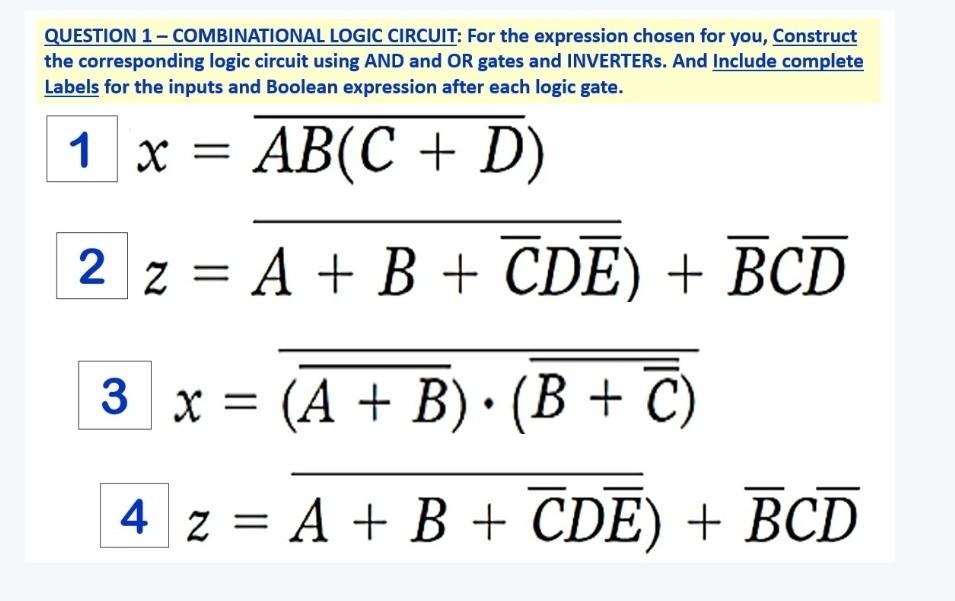 Solved QUESTION 1 - COMBINATIONAL LOGIC CIRCUIT: For the | Chegg.com