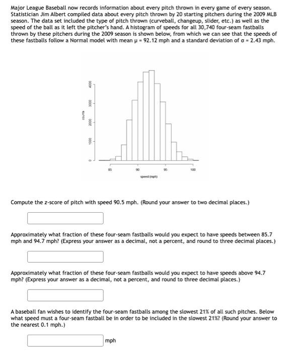 Solved Major League Baseball now records information about | Chegg.com