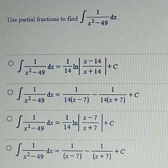 Solved Use partial fractions to find | Chegg.com
